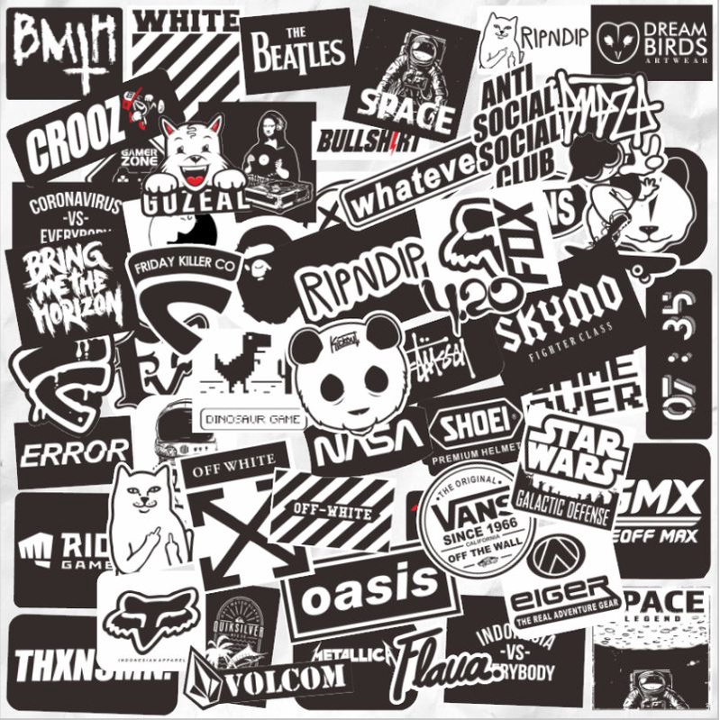 Jual (COD)STICKER BLACK WHITE AESTHETIC/STICKER HYPEBEAST/BRAND/STICKER ...