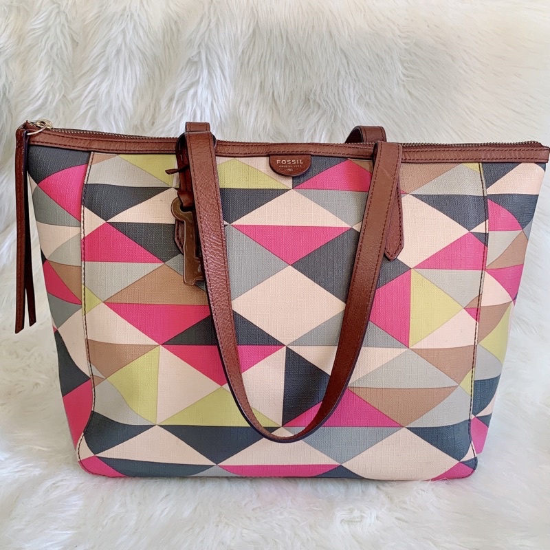 Jual Tas fossil tote shopper multipink second bekas | Shopee Indonesia