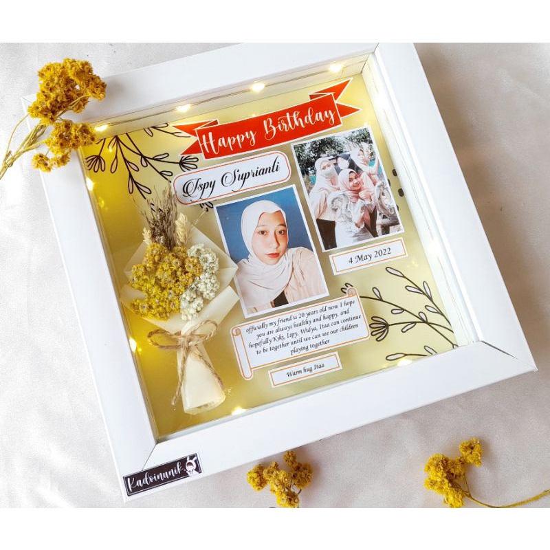 Jual flower in frame 3D 20x20 cm | frame box | kado ultah | kado wisuda ...