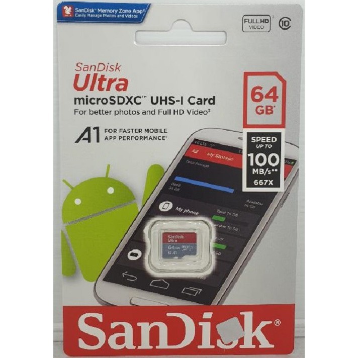 Jual Sandisk Ultra Micro Sd UHS I A1 100MBps 64GB Free Adapter | Shopee Indonesia