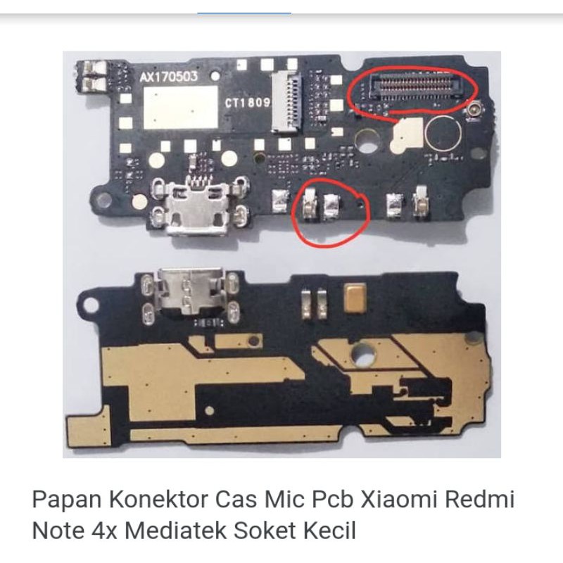 Jual pcb papan conektor charger xiaomi redmi note 4x small original ...