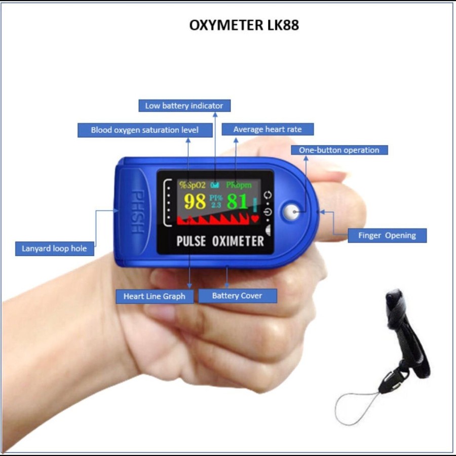 Jual Oximeter Original Pengukuran Saturasi Oksigen SPO2 | Shopee Indonesia