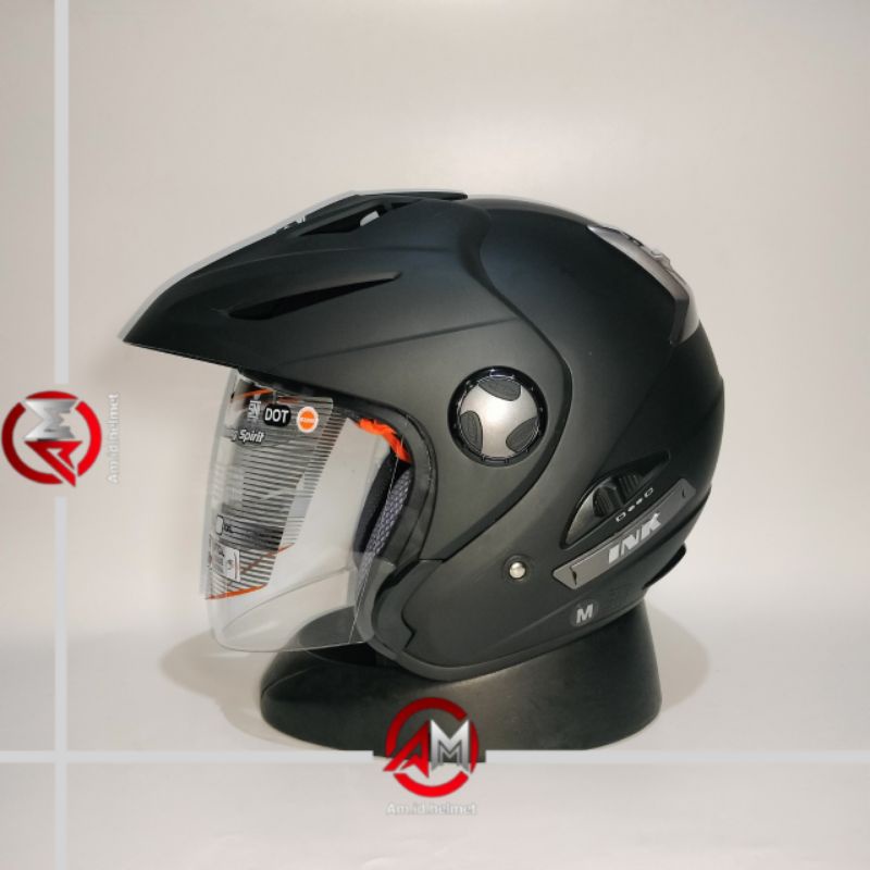 Jual HELM INK FLASH SOLID BLACK DOFF DOUBLE VISOR INK HELM FLASH ...