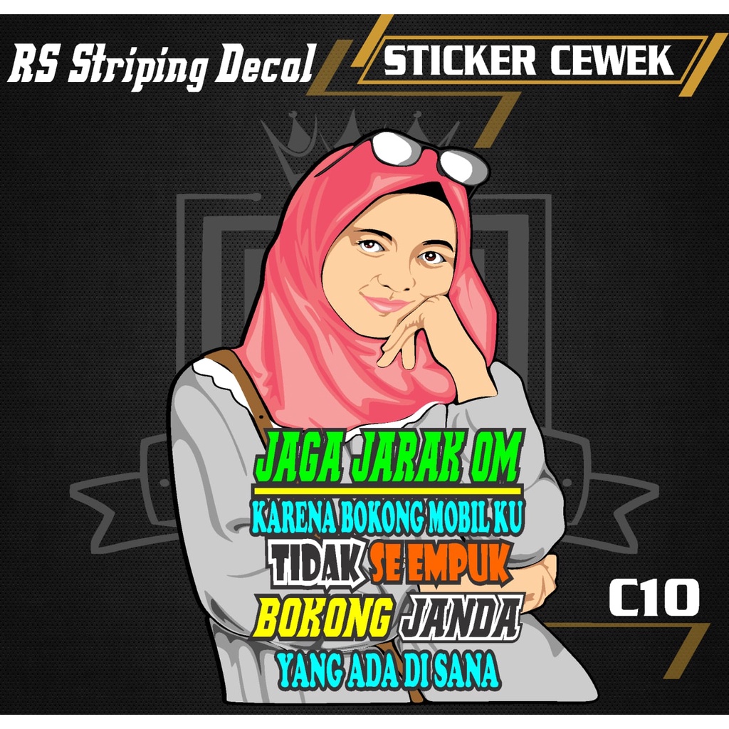 Jual Stiker Cewek vector JAGA JARAK OM decal mobil TRUCK Sticker KATA ...