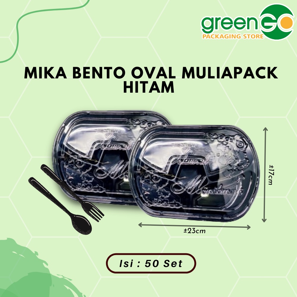 Jual MIKA BENTO OVAL SEKAT 4 MULIAPACK HITAM 50 SET KOTAK MAKAN BENTO ...