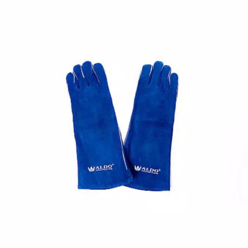 Jual Sarung Tangan Las Kulit Biru 14" Aldo | Shopee Indonesia