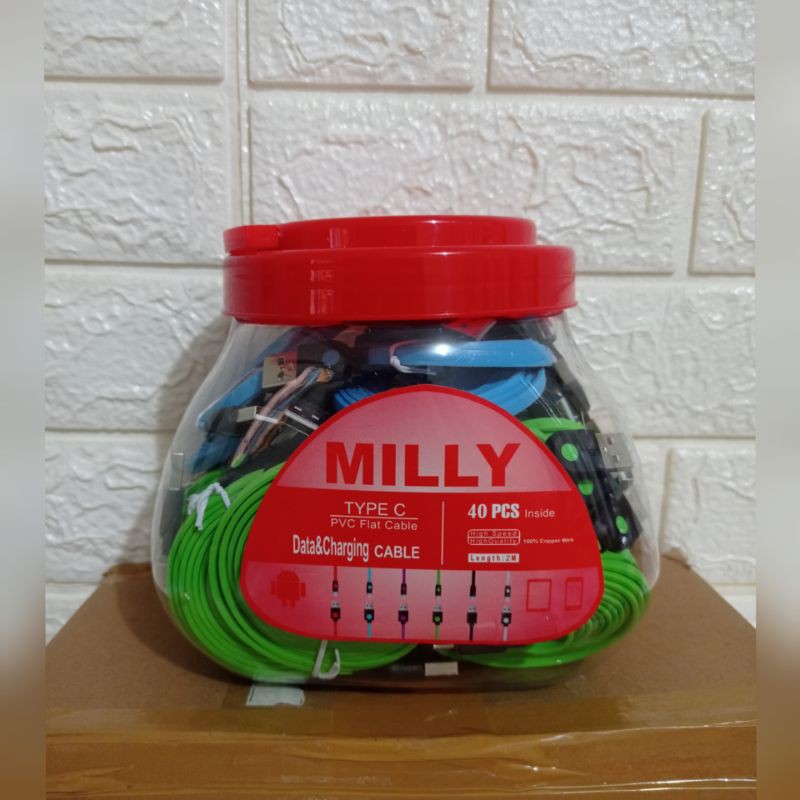 Jual KABEL DATA MILLY TYPE C 2M | Shopee Indonesia