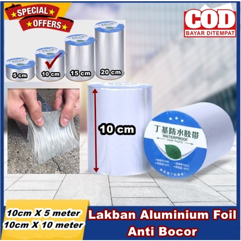 Jual 10CM LAKBAN ALUMINIUM FOIL ANTI BOCOR WATERPROOF TAHAN PANAS ...