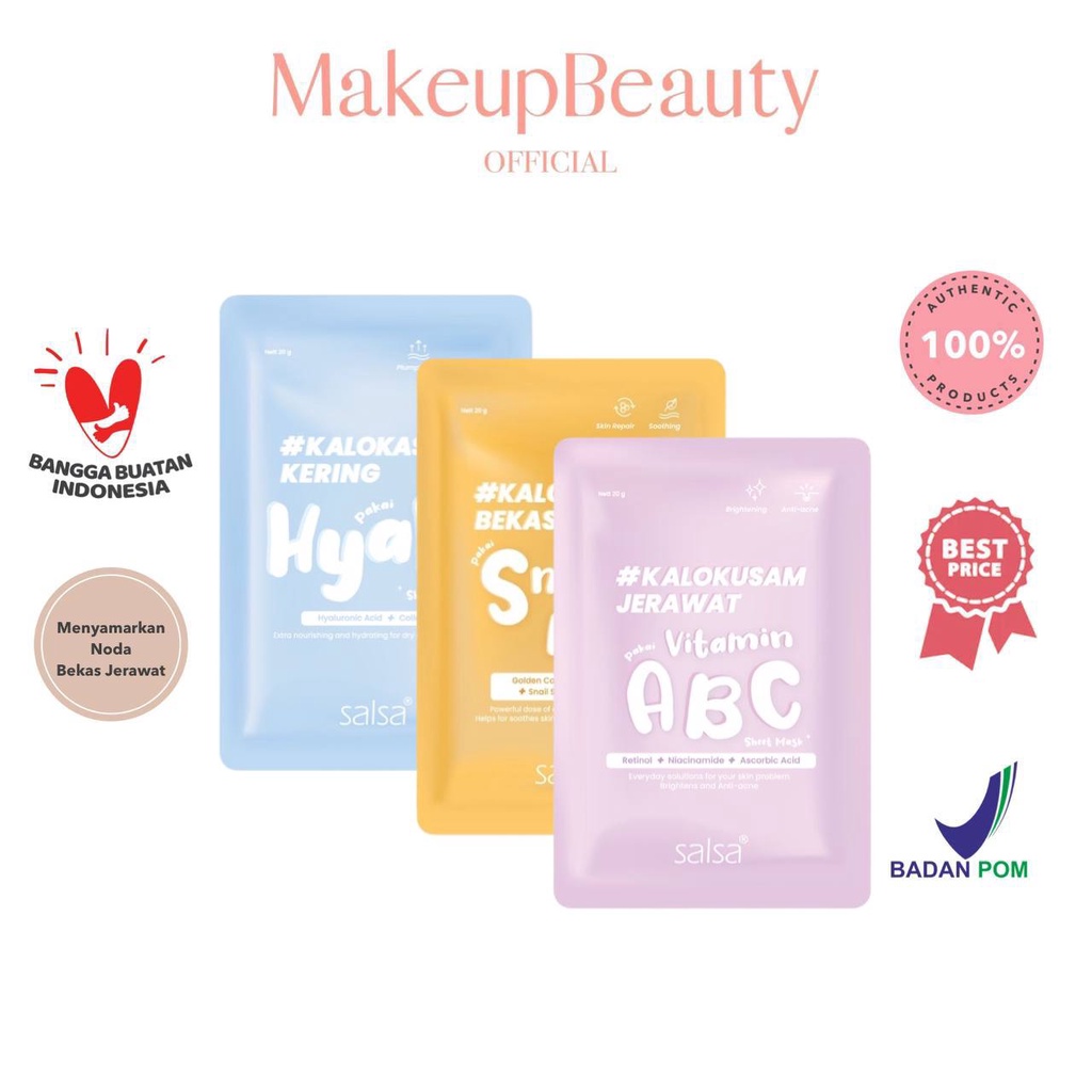 Jual SALSA Sheet Mask / Masker Wajah Daily 20g - Vitamin ABC | Snailed ...