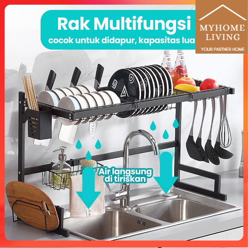 Jual myhome Rak Piring Stainless Steel Wastafel Rak Tiris Peralatan ...