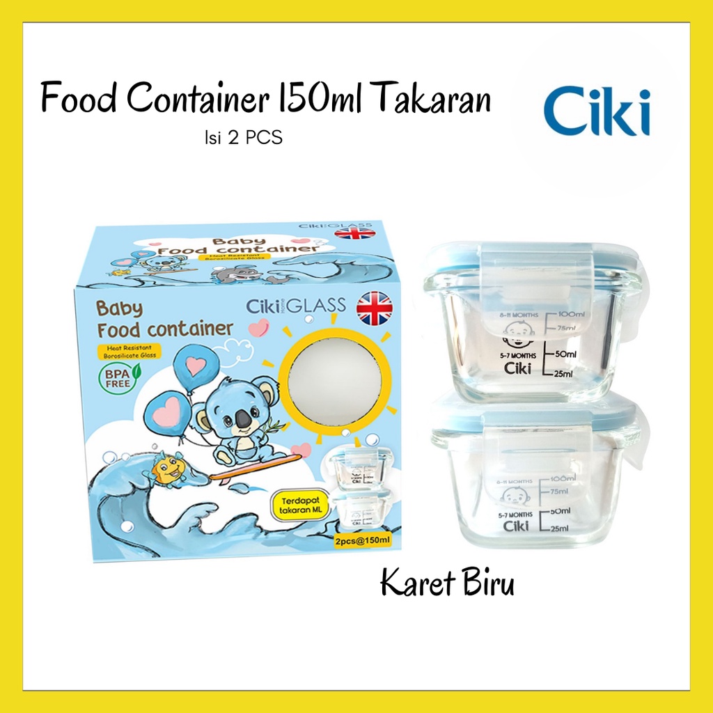 Jual Food Container 150ml BIRU Kotak Makan Kaca untuk MPASI - ADA ...
