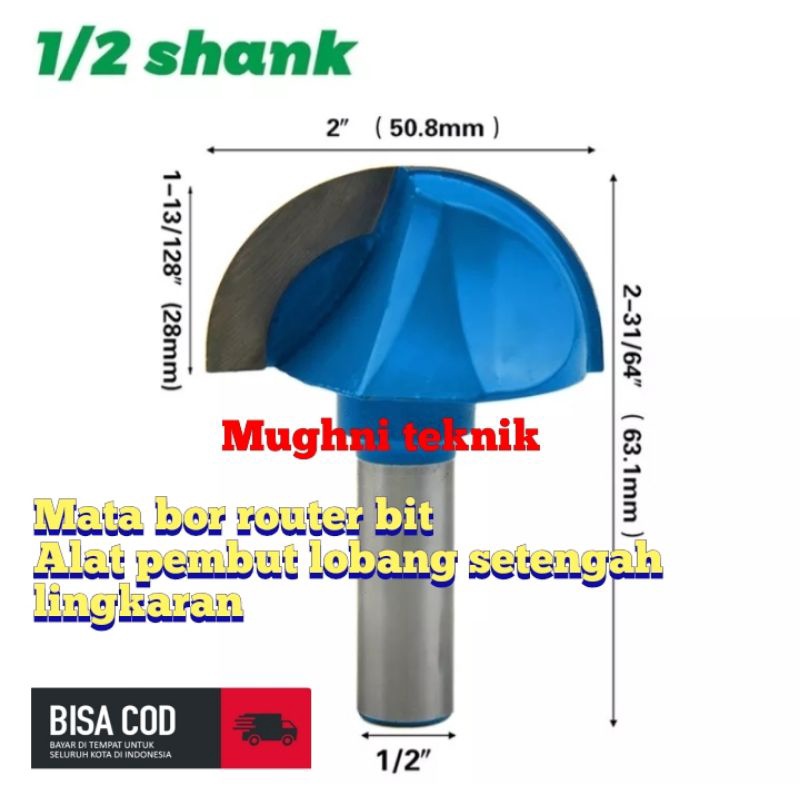 Jual Router bits ROTER BIT COVE BOK BIT ALAT PEMBUAT LOBANG SETENGAH ...