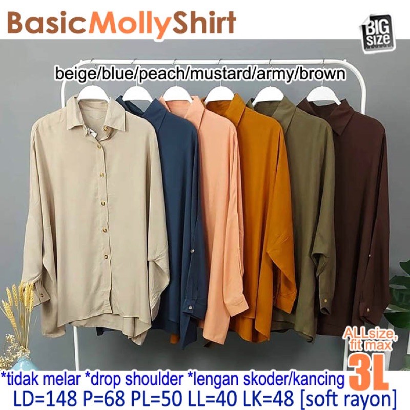 Jual Basic Molly Shirt 3L Kemeja Lengan Panjang Jumbo Wanita | Shopee Indonesia