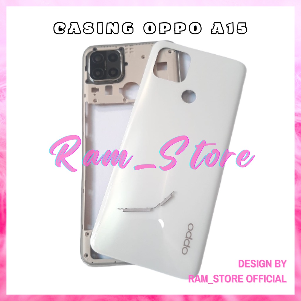 Jual Backdoor Plus Bezzel OPPO A15 Putih || Tulang Tengah Bezel Bazel ...