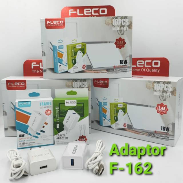 Jual ( 1 BOX ISI 10 PCS)- Charger ces Fleco F162 fast charging QC 3.0 ...