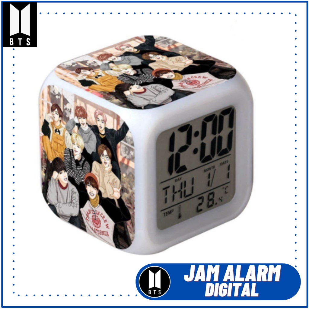 Jual Jam Alarm Digital Kpop Bangtan Boys BT21 BTS Army Alarm Lampu LED ...