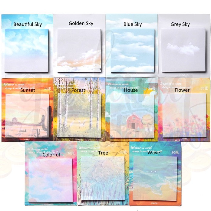 Jual Sticky Notes Cloud Scenery Simple Square Memo Sticky Note GH ...