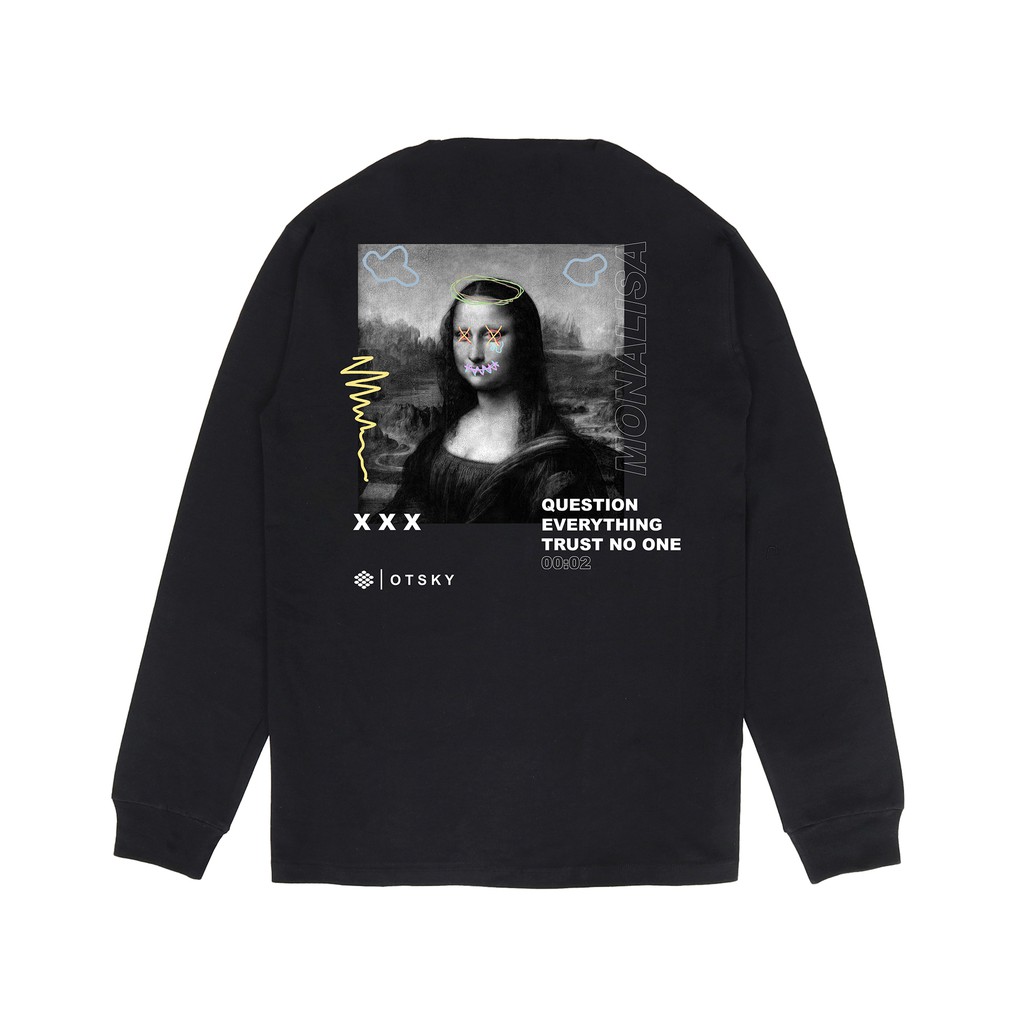 Jual Otsky Kaos Pria Lengan Panjang Monalisa Black & White x Y4009Y ...