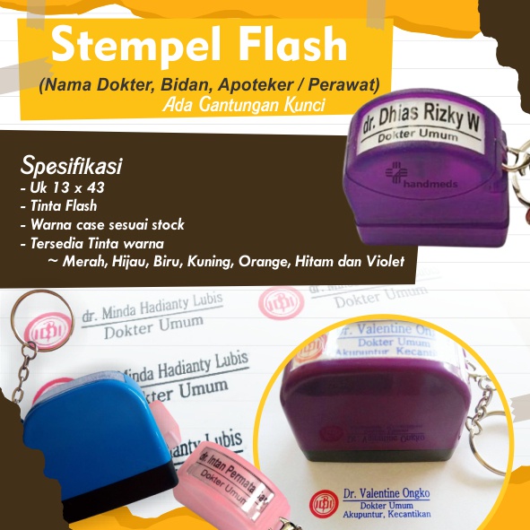 Jual STEMPEL NAMA BIDAN, DOKTER, APOTEKER, JABATAN, NO HP. CUSTOM FLASH WARNA- GANTUNGAN ...