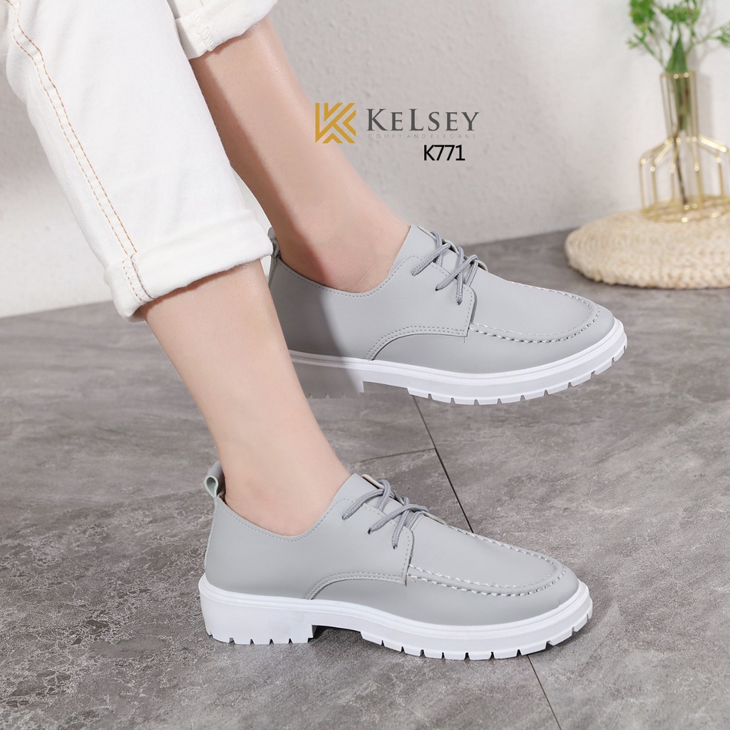 Jual (promo 10rb) Kelsey Sepatu Loafers Kulit Wanita Kelsey K771 Wedges Import | Shopee Indonesia