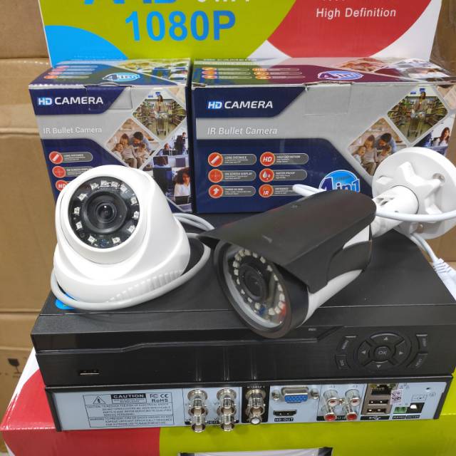 Jual Paket cctv 4 ch 2 kamera 5mp full hd 1080p lengkap tinggal pasang ...