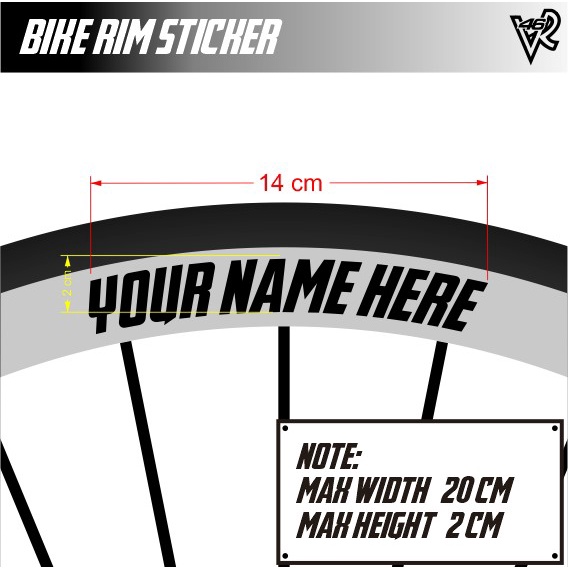 Jual Stiker Rim Sepeda Custom Nama - Bicycle Decal Sticker | Shopee ...