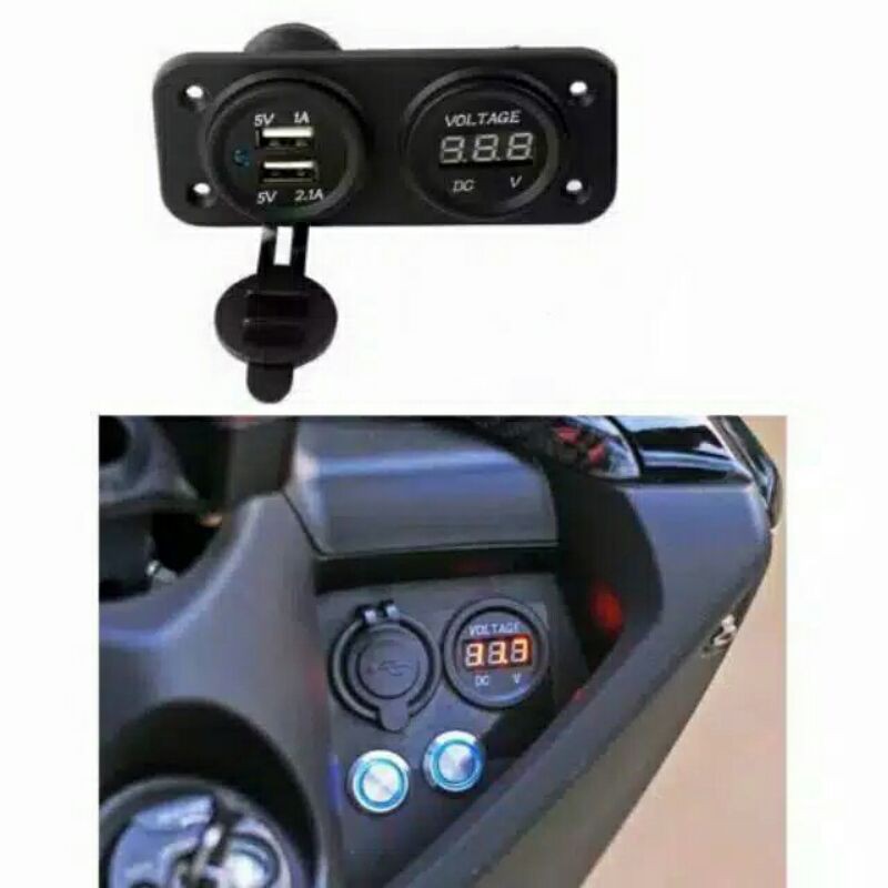 Jual VOLMETER DIGITAL UKURAN AKI/VOLT METER DIGITAL + CHAGER HP NMAX ...