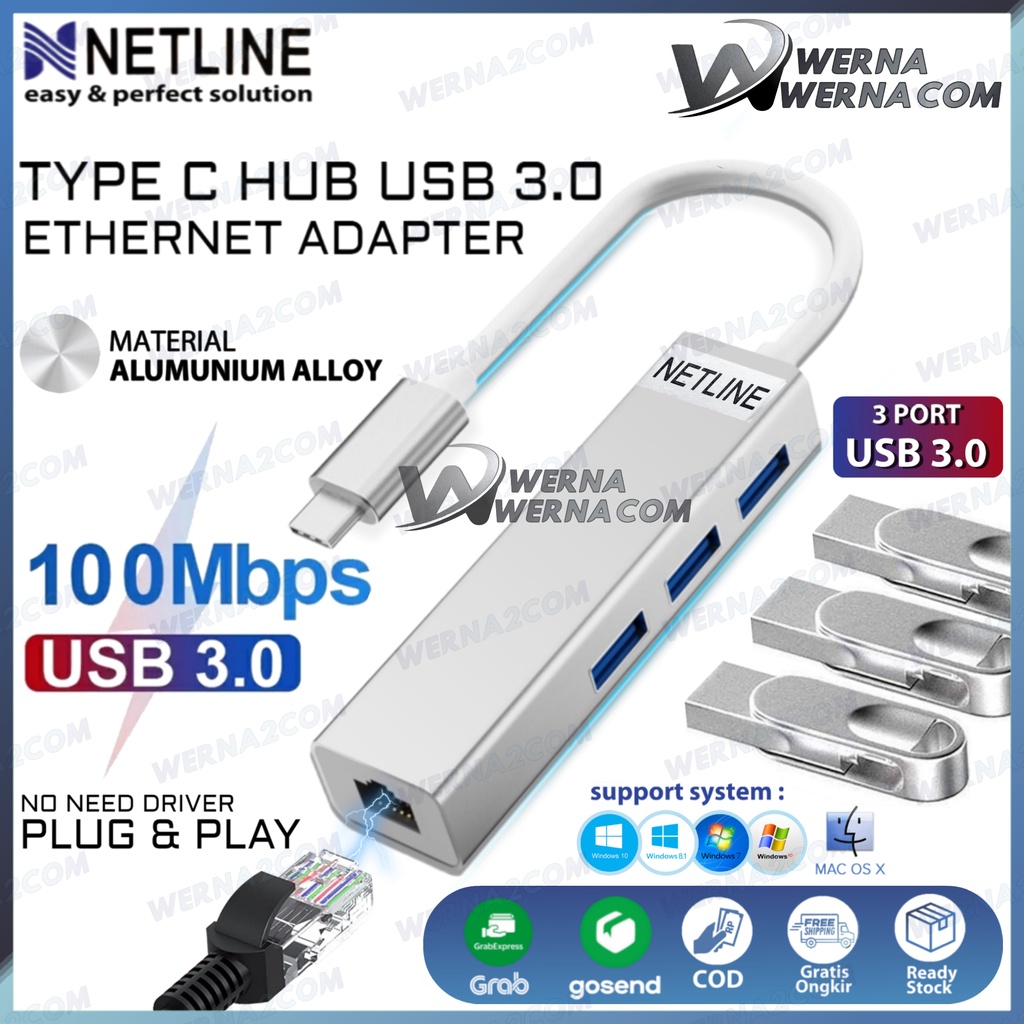 Jual NETLINE TYPE C HUB USB 3.0 Multi-function Lan Adapter | Shopee ...