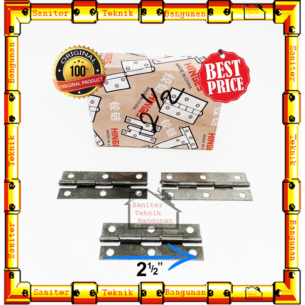 Jual ENGSEL LACI-ENGSEL LEMARI-ENGSEL BESI RRT TIPIS 2 1/2" INCH ...