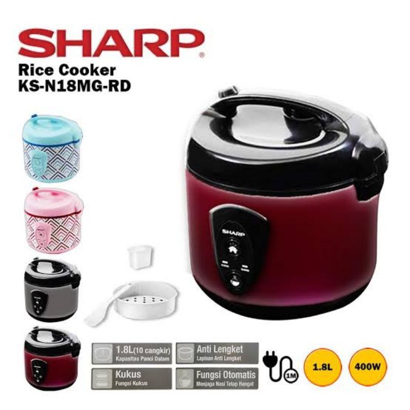 Jual MAGIC COM / RICE COOKER SHARP KS N18MG SL/RD [1,8 LITER] (GARANSI ...