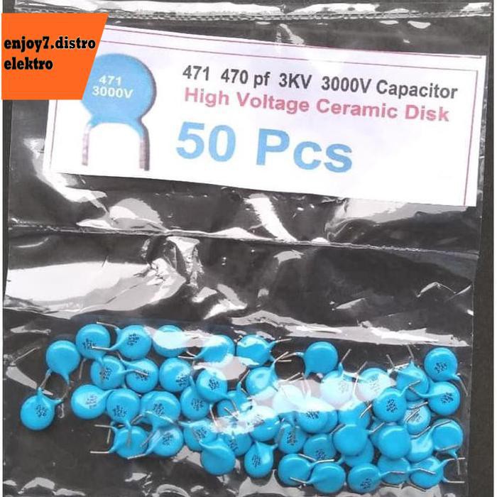 Jual Qty 50 Pcs 471K 470Pf 3Kv 3000V Capacitor High Voltage Ceramic ...