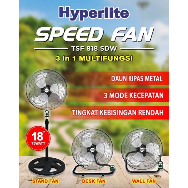 Jual HYPERLITE SPEED FAN 18" INCH / KIPAS ANGIN 3 IN 1 / KIPAS ANGIN ...