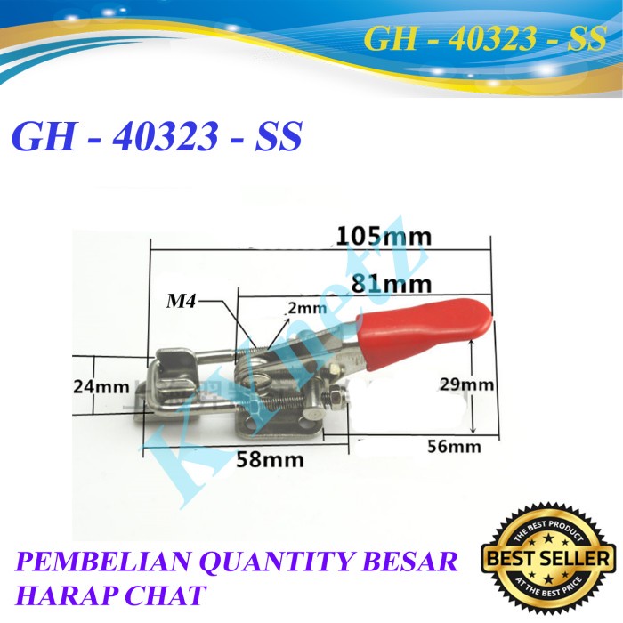 Jual Toggle Clamp Gh-40323 Stainless Steel Metal Holding Capacity Latch | Shopee Indonesia