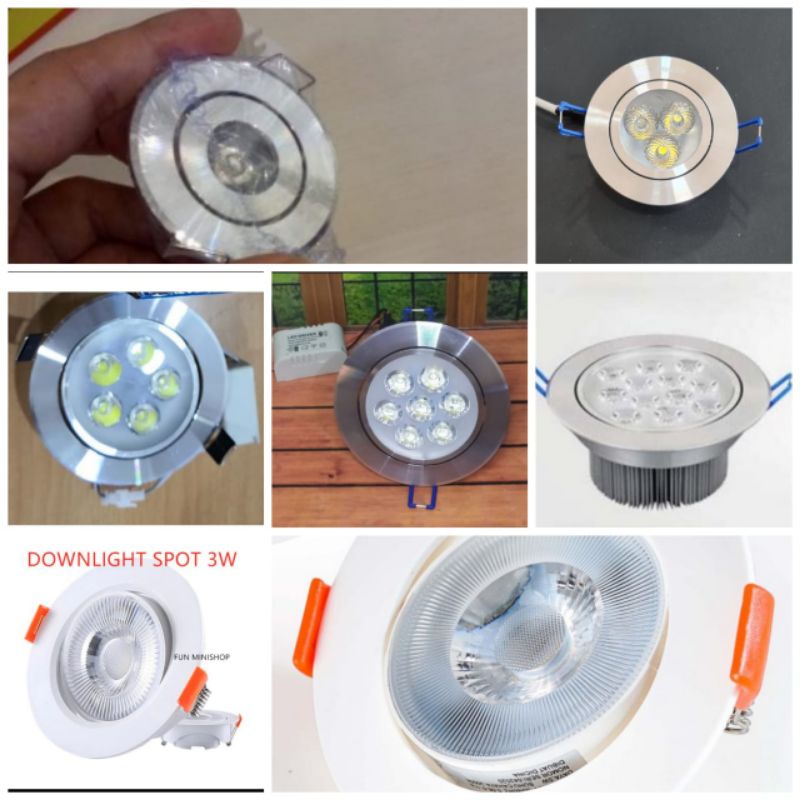 Jual lampu downlight panel led 1w 3w 5w 7w 12w led spot sorot tembak lemari kabinet led gypsum ...
