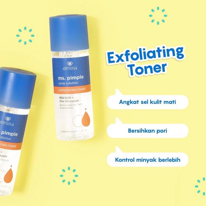 Jual EMINA MS. PIMPLE ACNE SOLUTION exfoliating TONER 100ml | Shopee ...