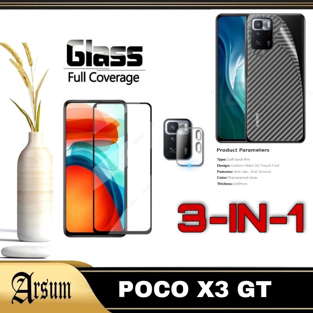 Jual PROMO Tempered Glass Layar XIAOMI POCO X3 GT + Garskin Skin Carbon + Camera ( Full Lem Full ...