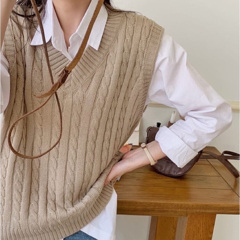 Jual VEST dan KEMEJA Rompi Rajut Korean Outfit Baju gaya Korea | Shopee ...