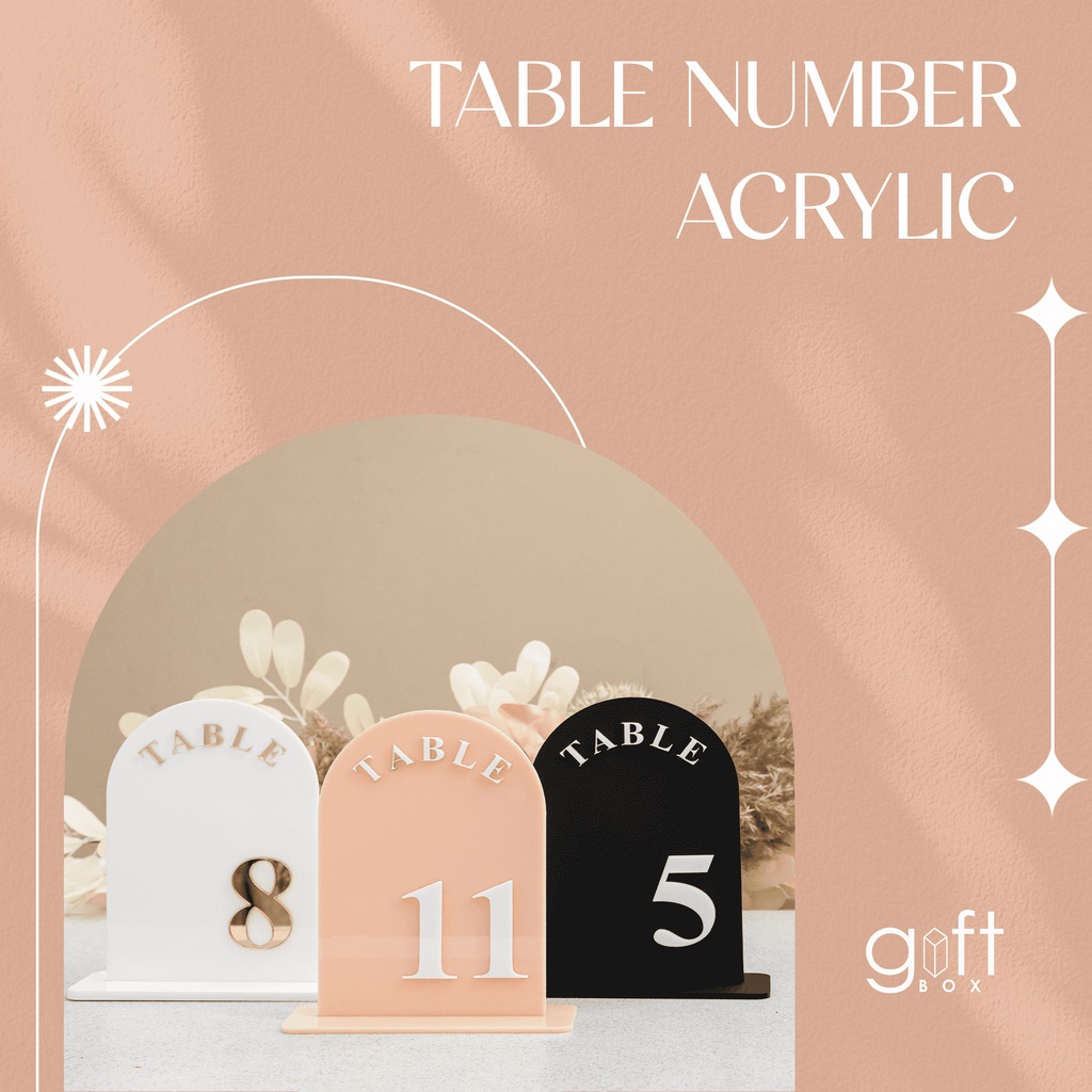 Jual Table Number Acrylic Bentuk Dome I Nomor Meja Akrilik I Table ...