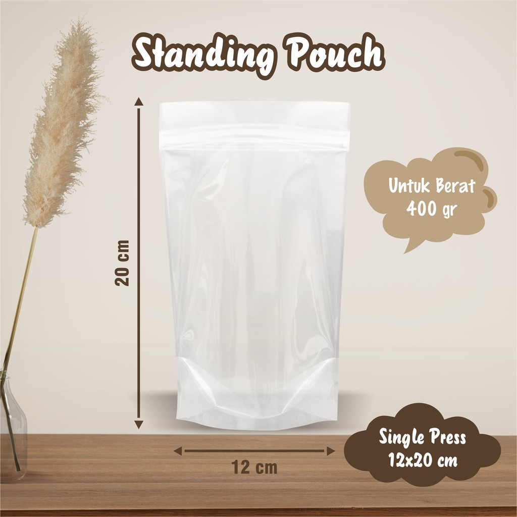Jual STANDING POUCH 12X20 TRANSPARAN SINGLE SEAL SUPER | Shopee Indonesia