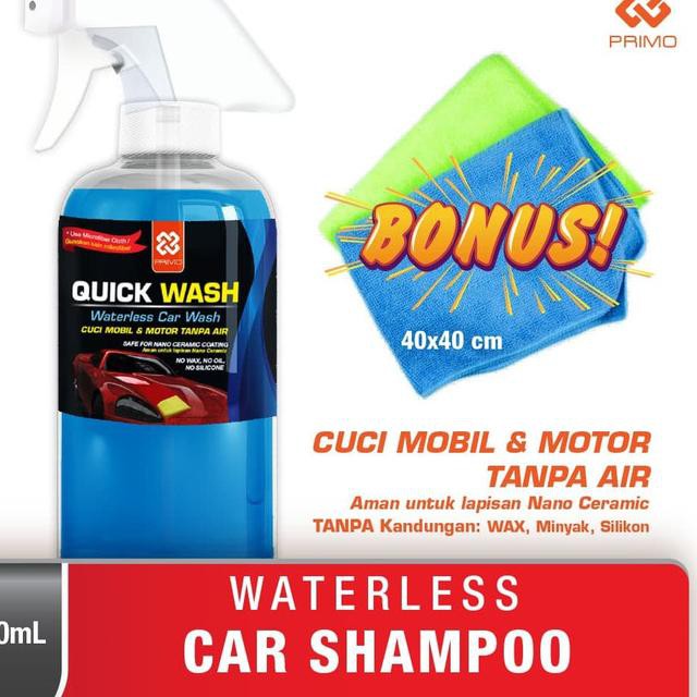 Jual Waterless Car Shampoo PRIMO Quick Wash 500 mL + 2 Lap fiber 40x40 ...