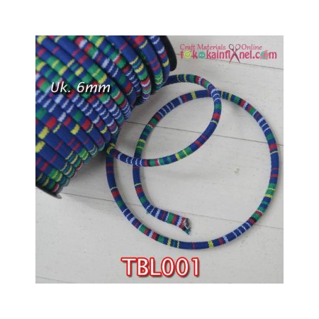 Jual Tbl001 Tali Bulat 6 Mm Bahan Kain Warna Warni Biru Tua Dan Hijau ...