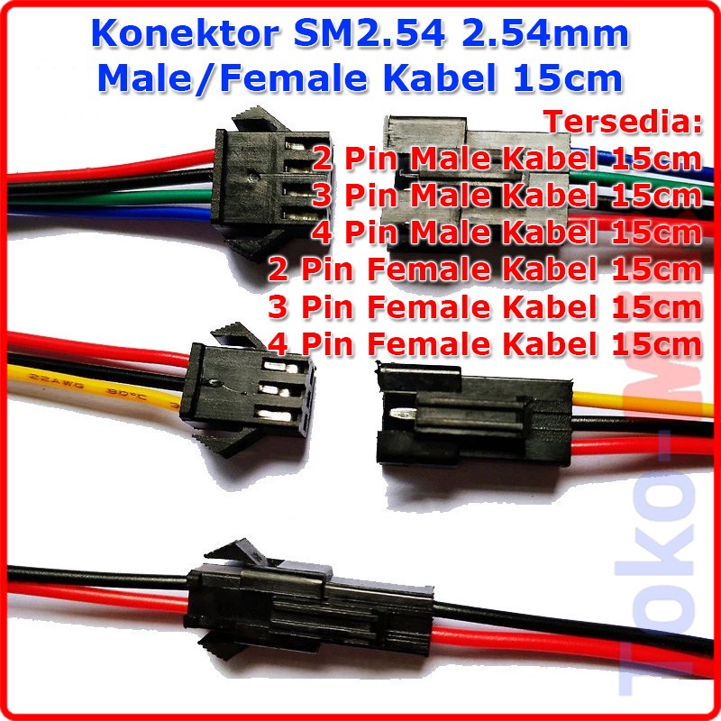 Jual Konektor JST SM2.54 SM 2.54mm 2.54 mm 2P 3P 4P 5P 6P 7P 8P Kabel 15cm | Shopee Indonesia