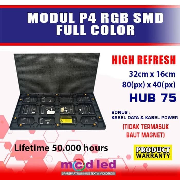 Jual PANEL MODUL MODULE LED P4 RGB SMD INDOOR HIGH REFRESH IC LYD6188 ...