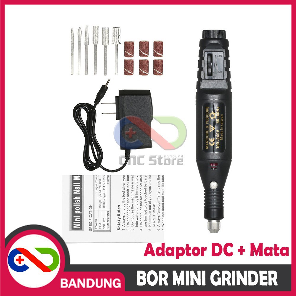 Jual Mini Grinder Grafir Bor Gerinda Ukir Plus Adaptor Dc & Mata Black ...