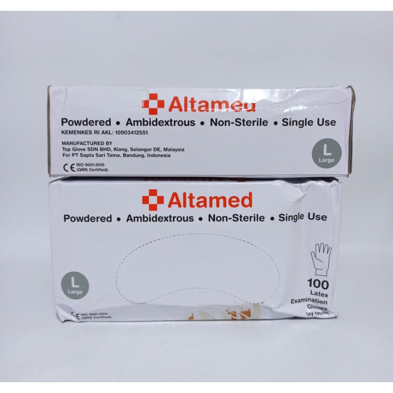 Jual Altamed Sarung Tangan Latex Box isi 100 pcs / Altamed Latex Gloves ...