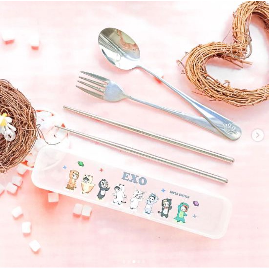 Jual Sujeo Alat Makan Set Korea Sendok Garpu Sumpit Kpop Series BTS ...