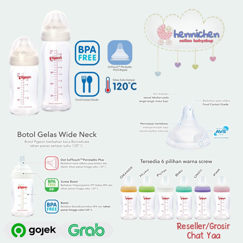 Jual 1 pcs Botol pigeon wide neck wideneck peristaltic plus nipple 160ml 240ml | Shopee Indonesia