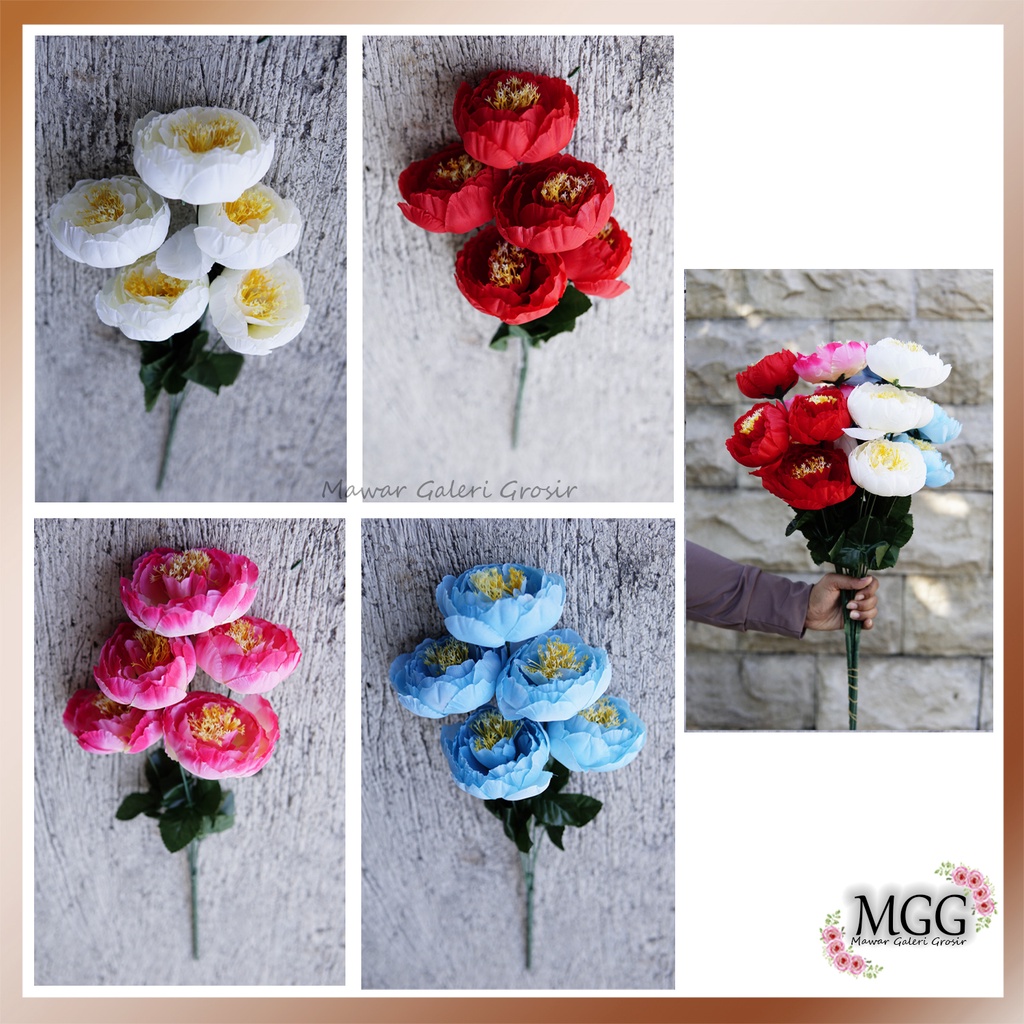 Jual Bunga Peony Ball Japan X5 I (satuan) Bunga Artificial / Bunga ...