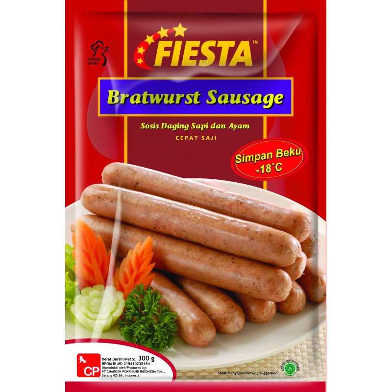 Jual FIESTA BRATWURST SAUSAGE 300 GR / SOSIS DAGING SAPI DAN AYAM ...