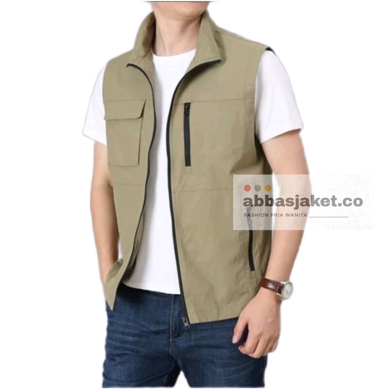 Jual abbasjaket.co Jaket Rompi Pria Simple Pocket / Rompi Vest Motor ...